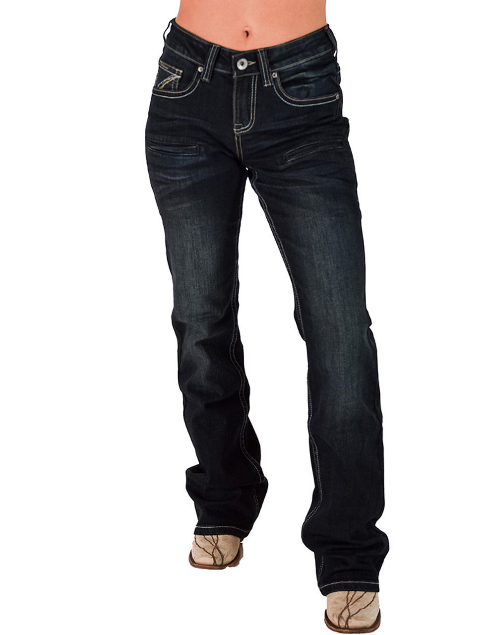 COWGIRL TUFF C01-JTRAIN TRAINER DK INDIGO NATURAL WAIST BOOTCUT JEANS | Young's Western Wear